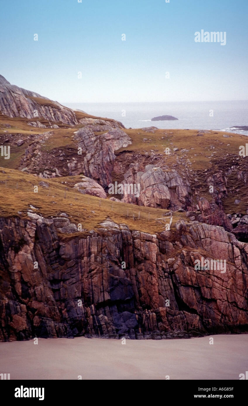 vertical layers of red sandstone sango bay tongue sutherland north ...