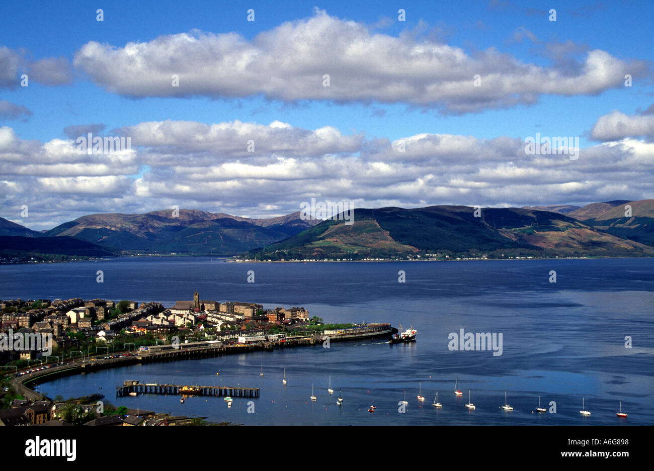 the clyde estuary from gourock to the argyll hills scotland europe ...