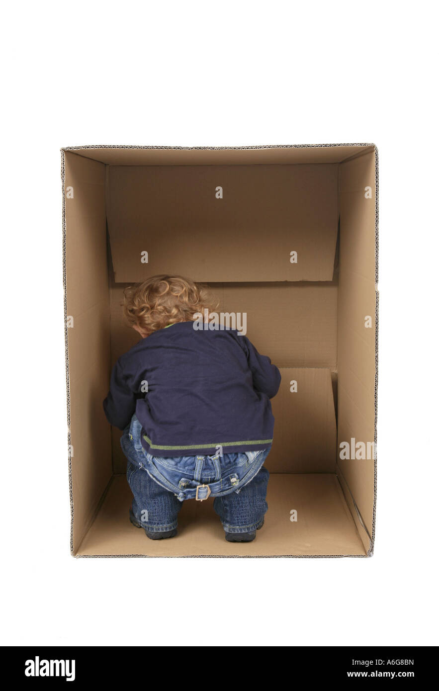 children inspecting box Stock Photo - Alamy