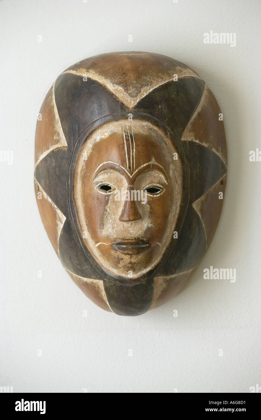 Wooden central African mask Stock Photo - Alamy