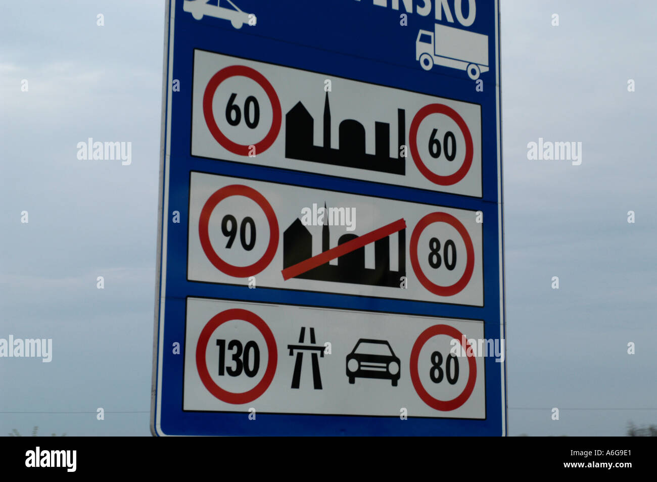 Slovakia, sign with speed limit Stock Photo - Alamy
