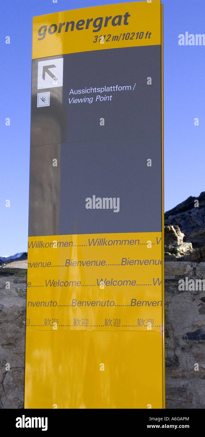 information sign Gornergrat, Zermatt Stock Photo - Alamy