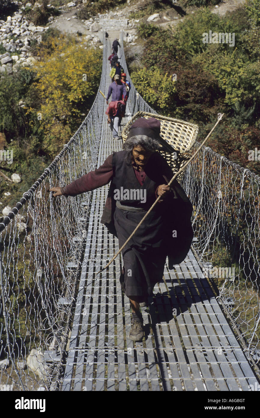 suspension bridge in the Annapurna area, Nepal Stock Photo - Alamy