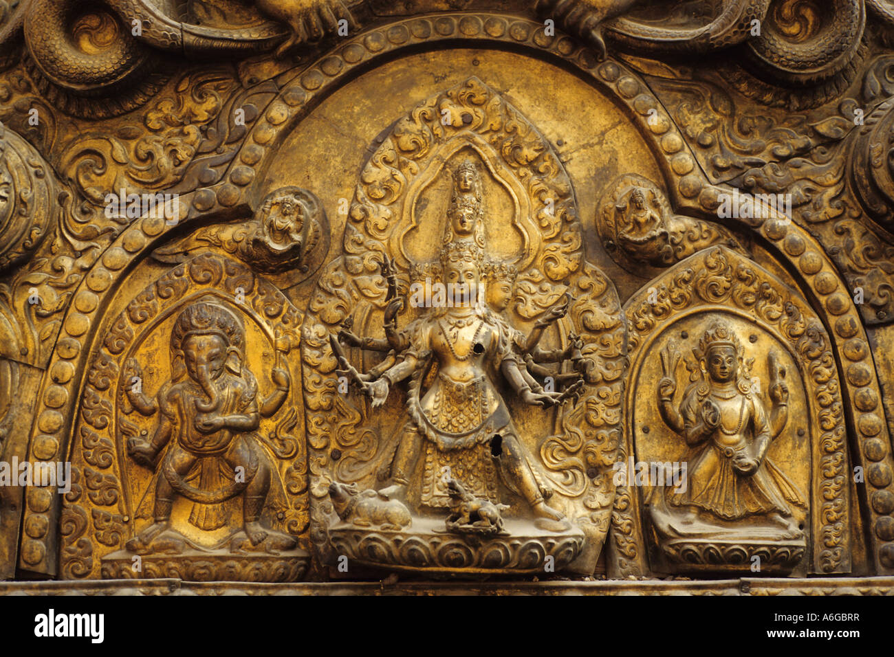 Tympanon of Patan, goddess Taleju, Nepal Stock Photo - Alamy