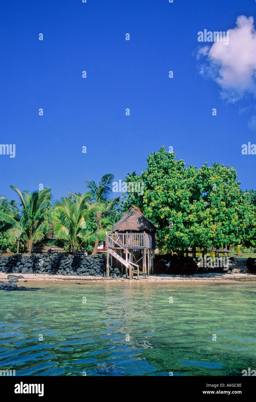 Fale at resort at Manono Island off Savaii Western Samoa Stock Photo ...