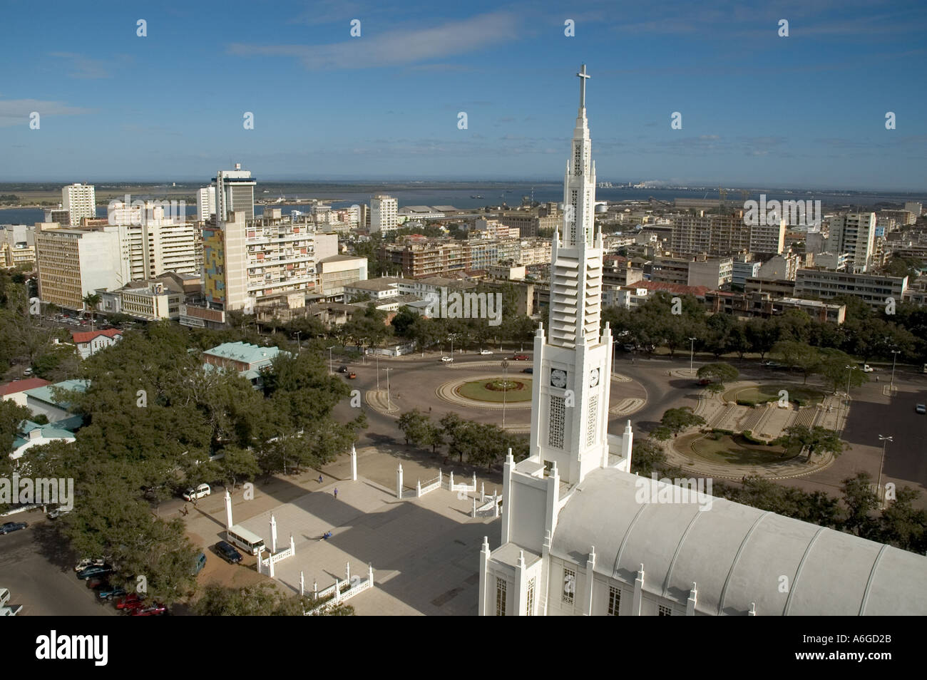 Mozambique Maputo downtown Baixa skyline from above looking West Stock ...