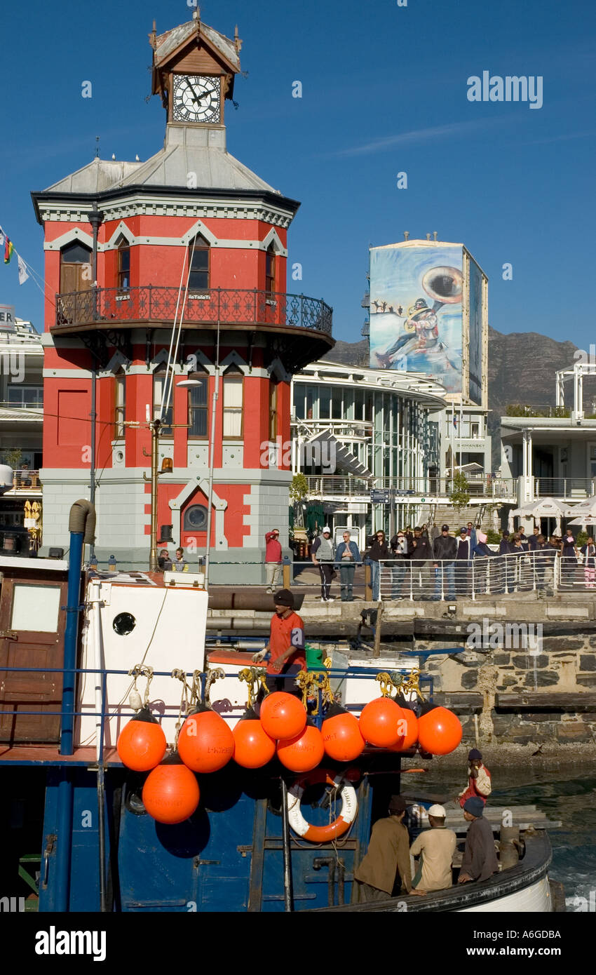 South Africa Cape Peninsula Cape Town V A waterfront clock tower with ...