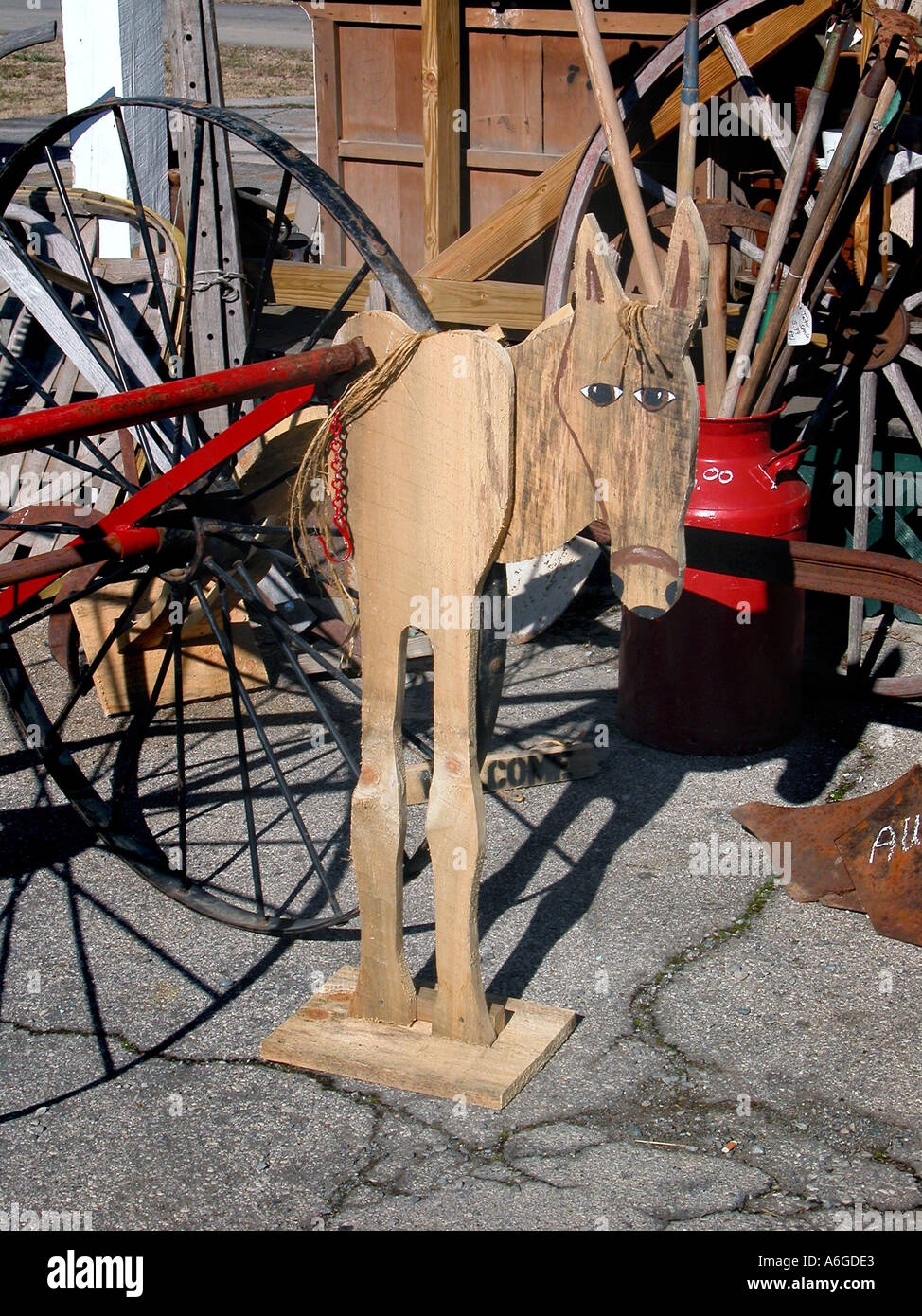 Butt of Burro Donkey in wood for sale at shop on Route 66 with steel ...