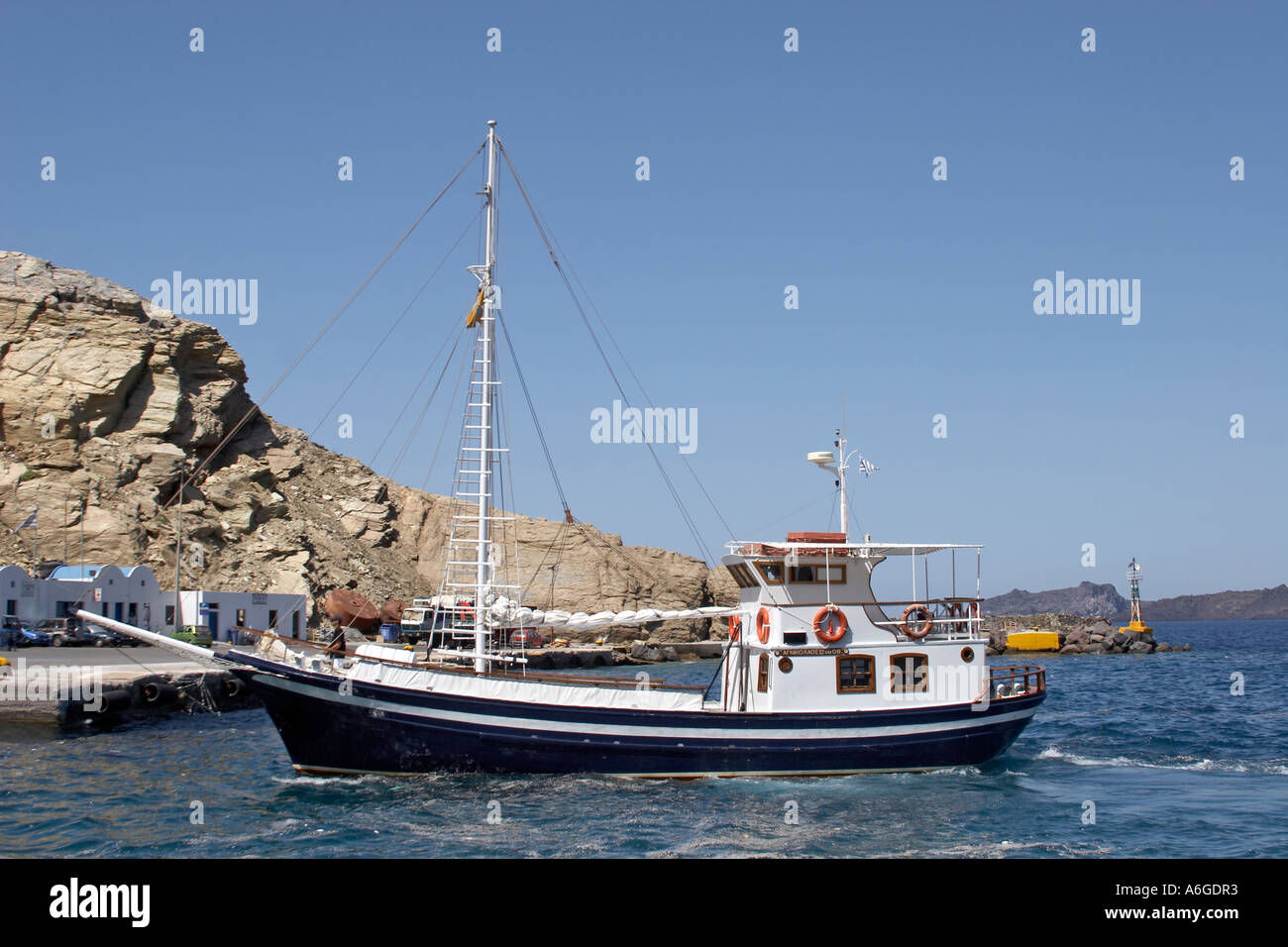 St Nicholas Agios Nikolaos fishing and tourist boat Athinios Port Greek ...