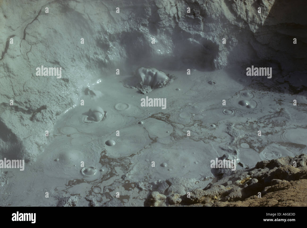 Boiling mud pool Namaskard a geothermal and sulphur pit area near Lake ...