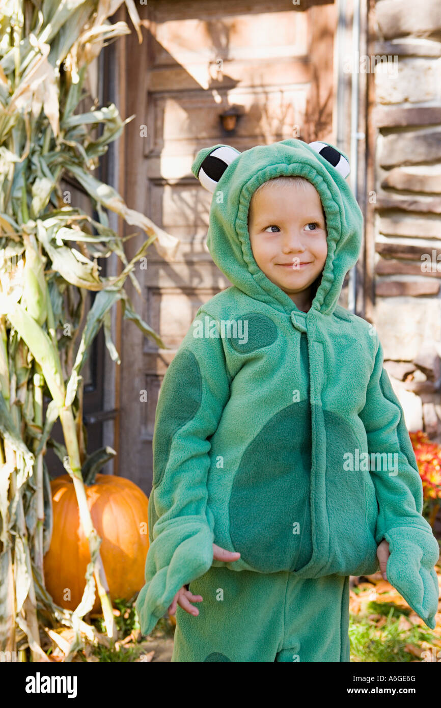 Boy dressed as a frog Stock Photo - Alamy