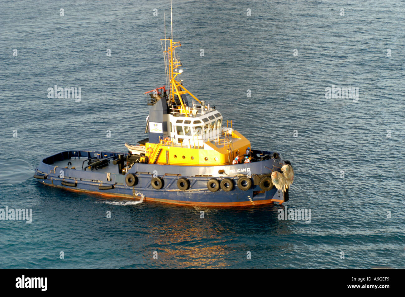 Tug boat help docking of Princess Danae Barbados Stock Photo - Alamy
