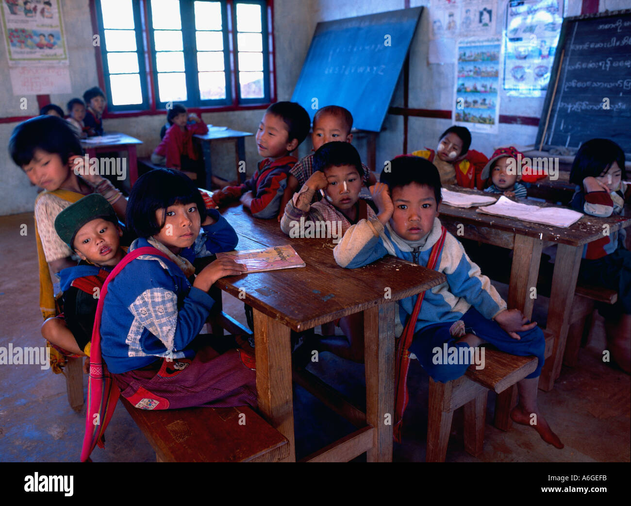Shan State Kalaw District Village of Myindaik young children at ...