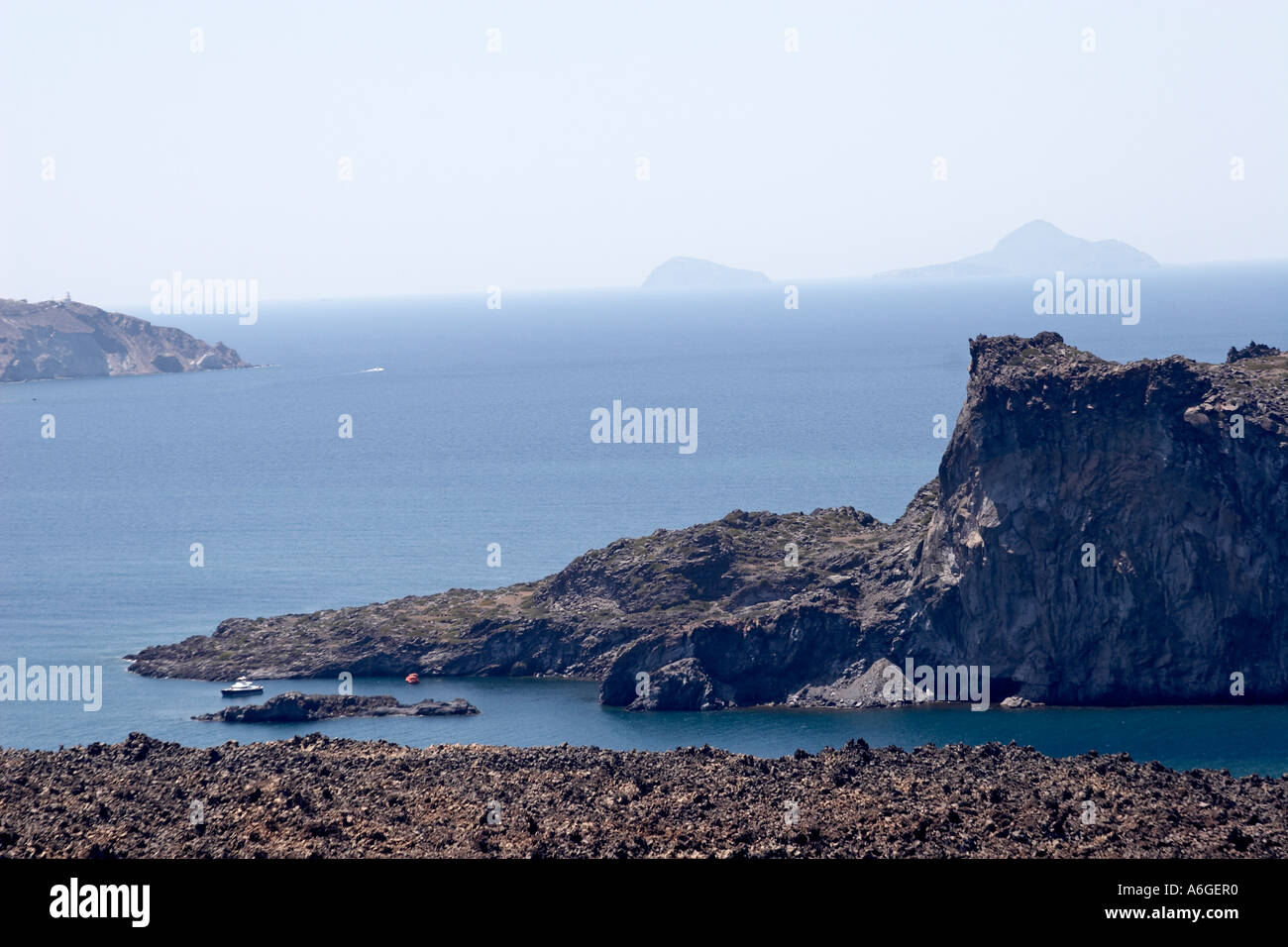Palea and Nea Kameni volcanic volcano islands near Greek Island of ...