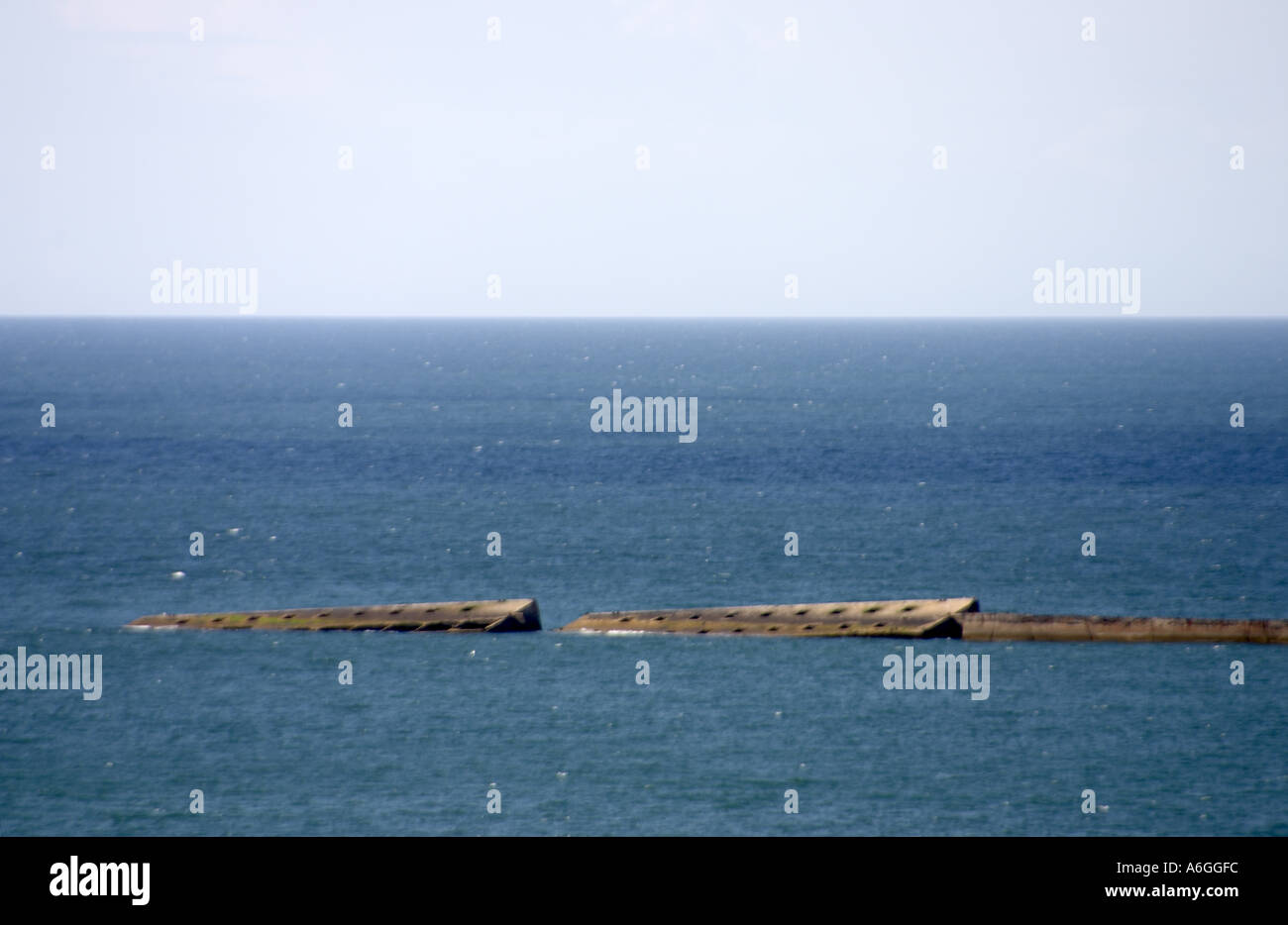 Ruins of Mulberry Harbours in the sea near Arromanches Normandy ...