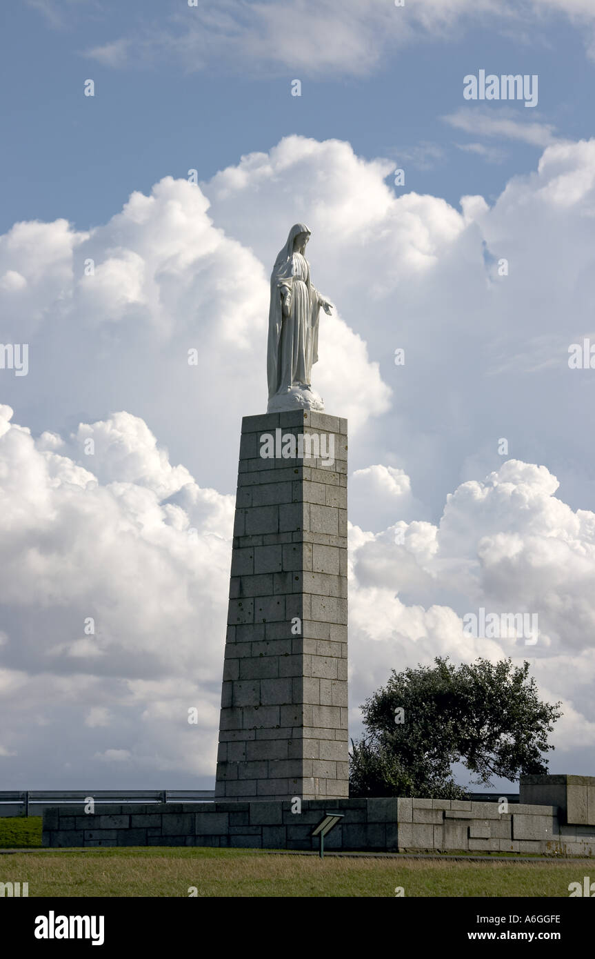 Statue of Virgin Mary Madonna above Arromanches Normandy Normandie ...