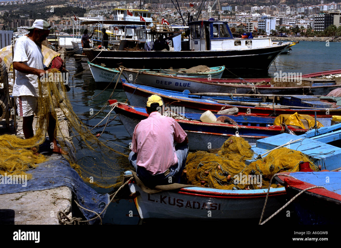 Turkey Mediterranean Coast Izmir Region Kusadasi Fishing Port Stock ...