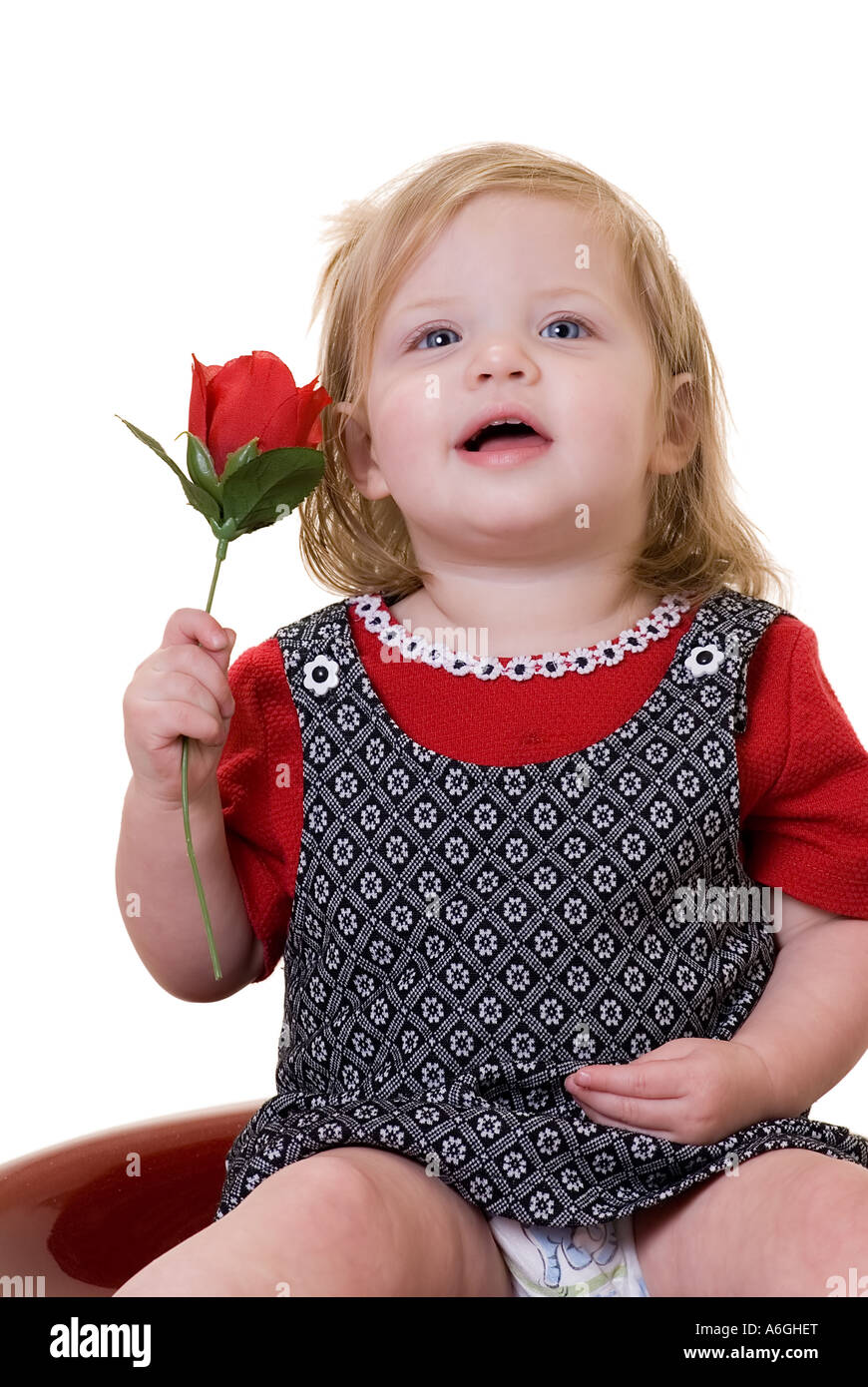 Baby with a rose Stock Photo - Alamy