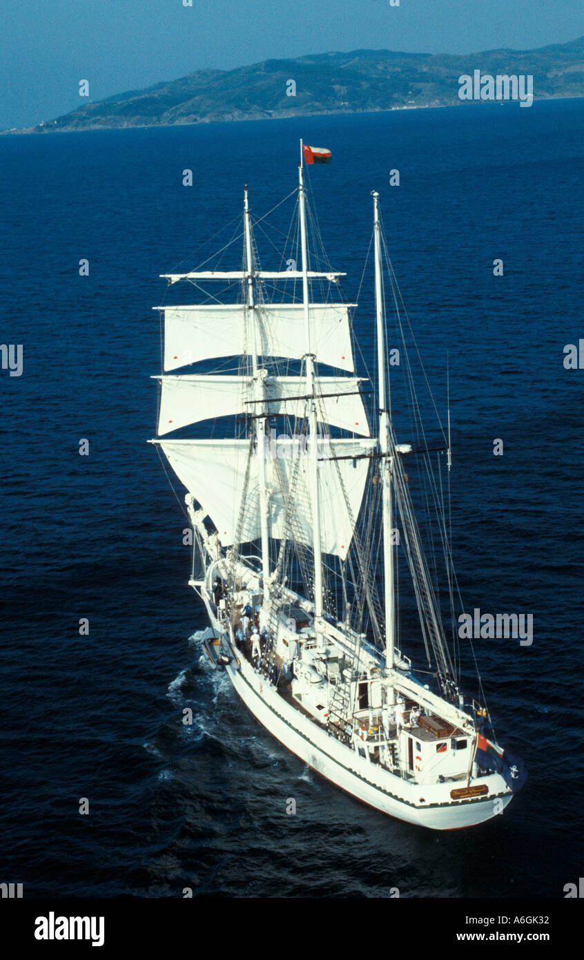 Sail training ship under sail with triple masts Stock Photo - Alamy
