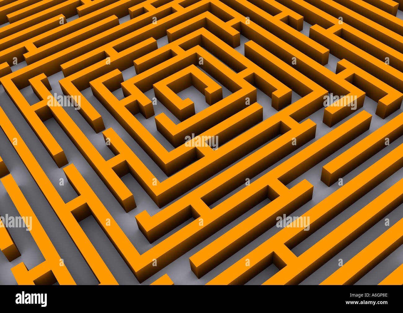 3D orange maze Stock Photo - Alamy