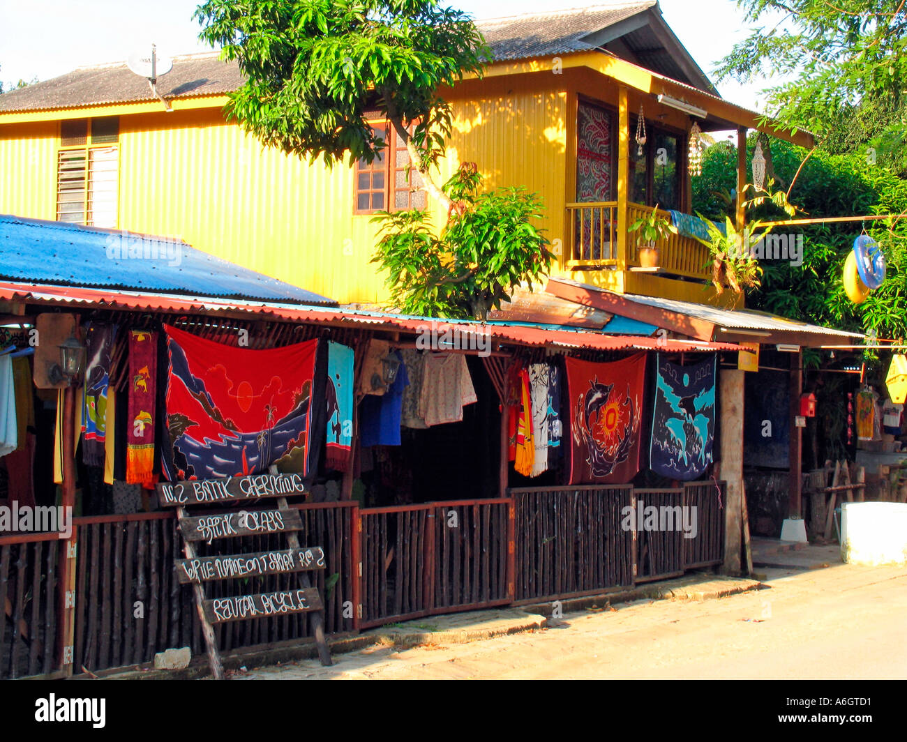 Batik display main street Cherating Malaysia Stock Photo - Alamy