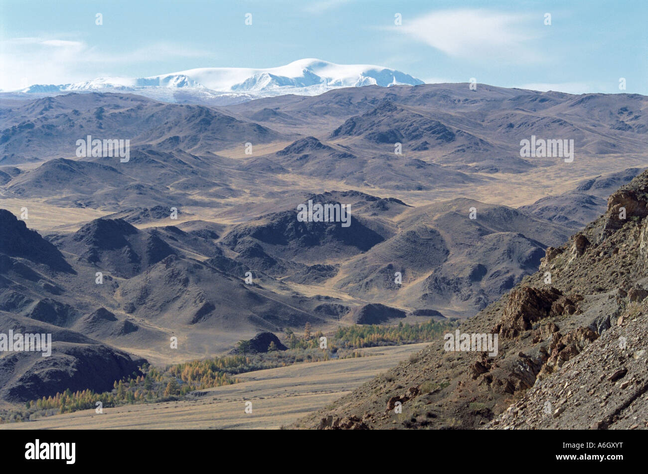 Mongun-Taiga Mount (3970 m) Kargy River’s valley The Tyva Republic ...