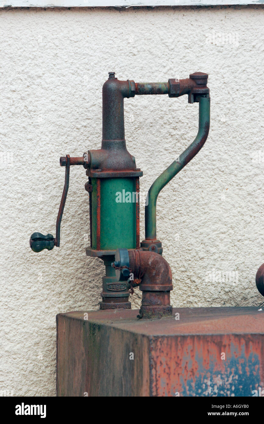 Upavon Wiltshire England UK Old fashioned manual petrol pump Stock ...