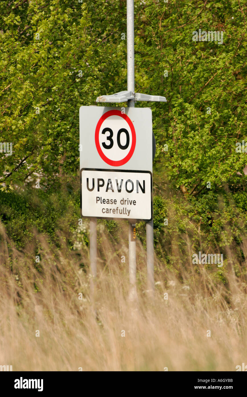 Upavon Wiltshire England UK Speed restriction sign 30 MPH Miles per ...