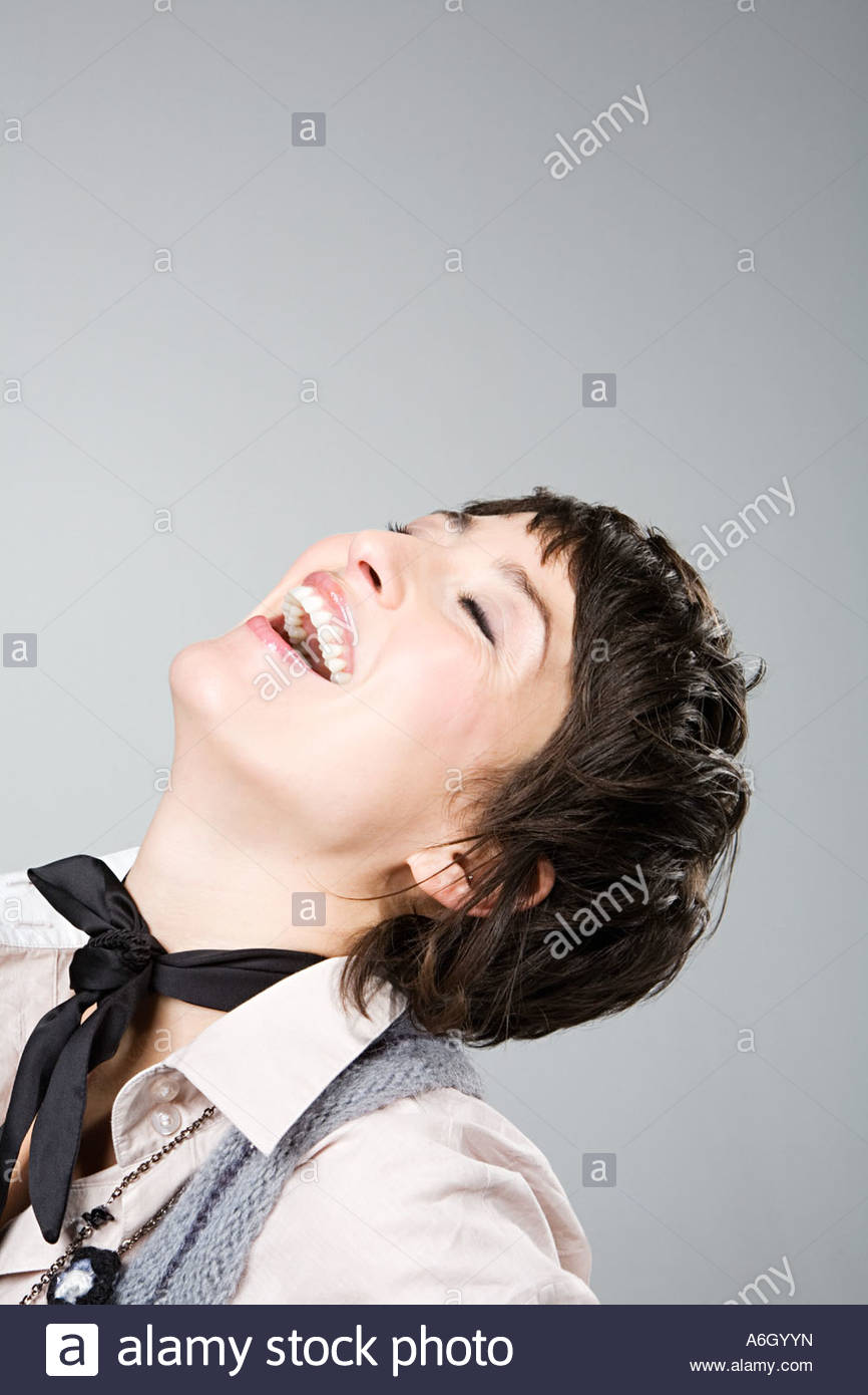 Woman Head Leaning Back Laughing Stock Photos & Woman Head Leaning Back ...