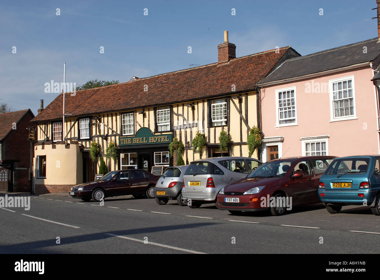 The Bell Hotel and houses in pretty historic village of Clare ...