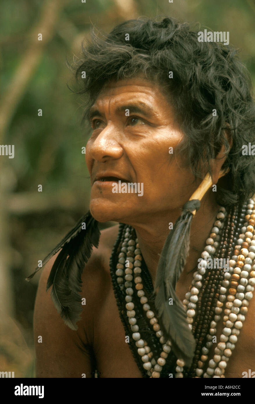 Portrait of man of Hoti ethnic group in Guyana Highlands in Venezuela ...