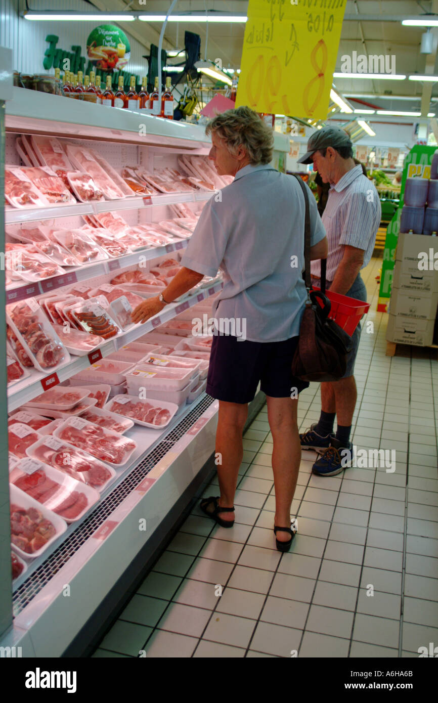 Supermarket shopping in France Self Service Selection of Meats Stock ...
