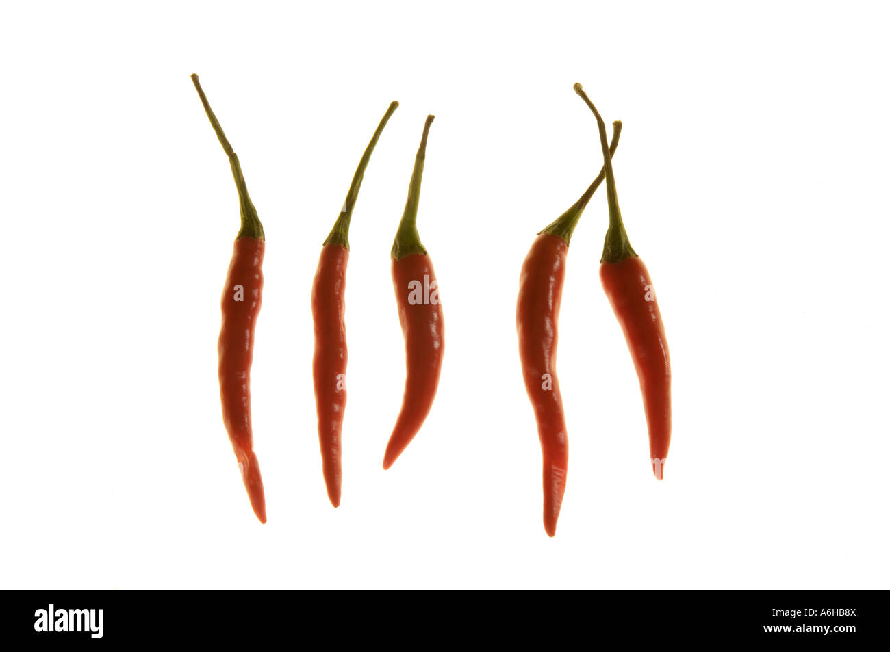 five red chilli peppers Stock Photo - Alamy