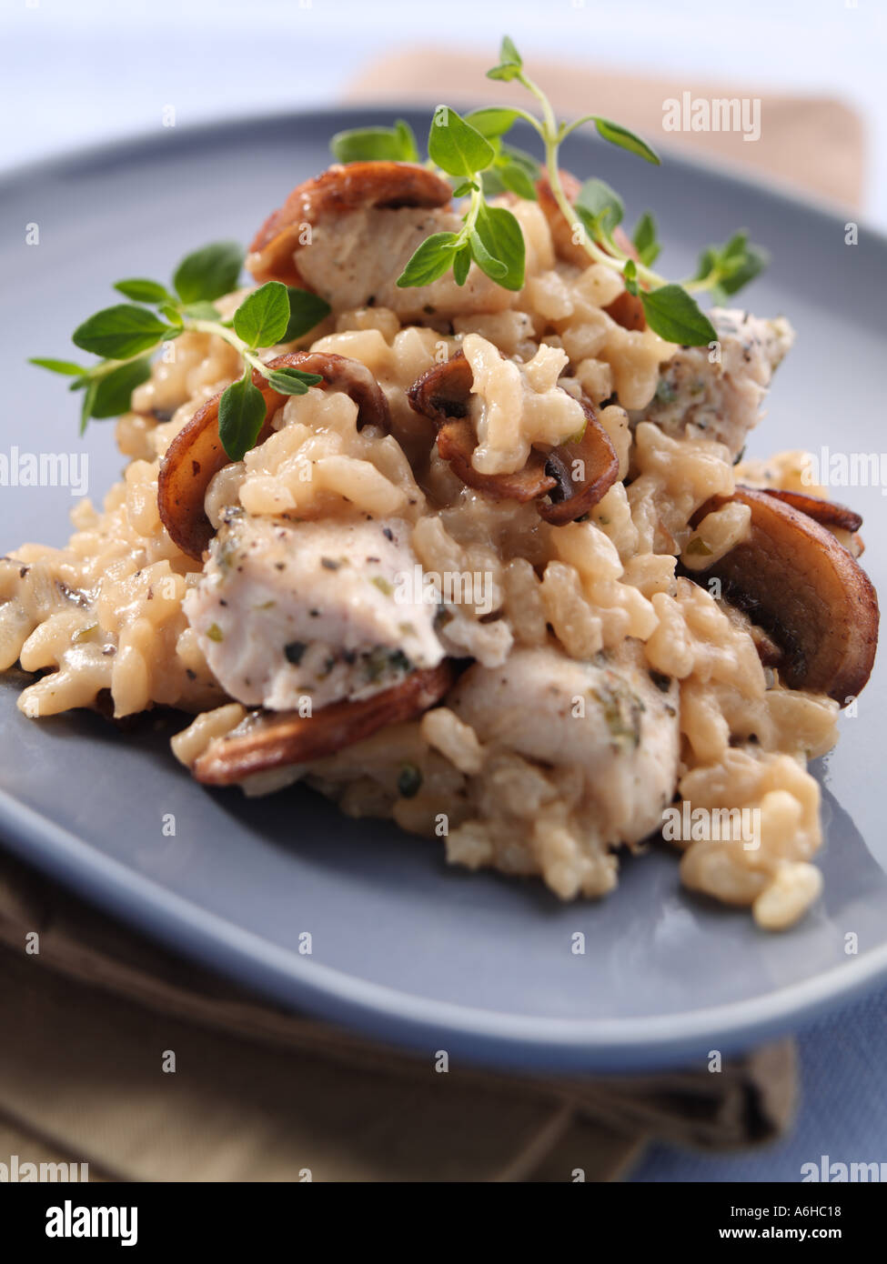 Chicken Mushroom Risotto Stock Photo - Alamy