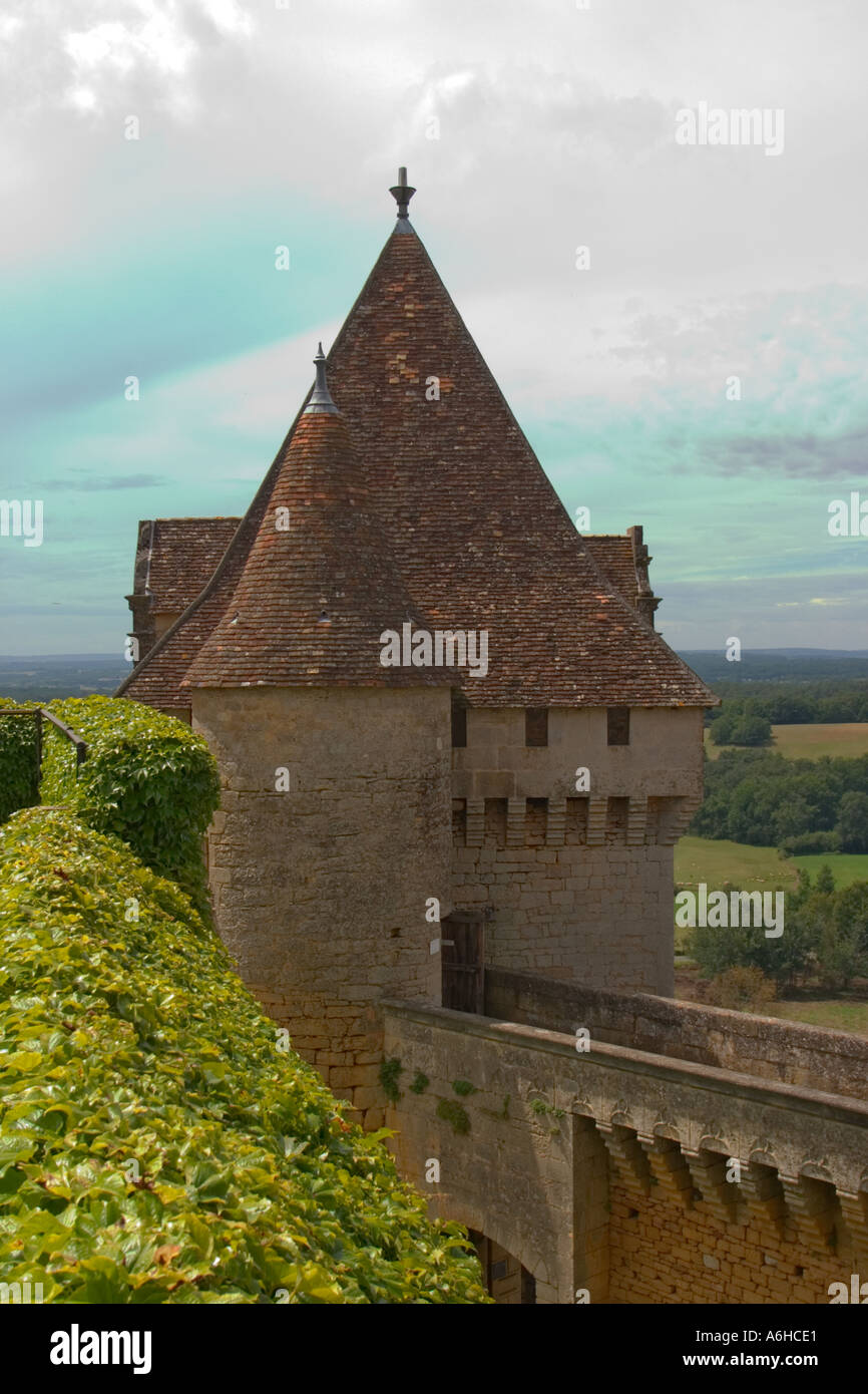 Medieval red tiled turret in South west France eu Stock Photo - Alamy