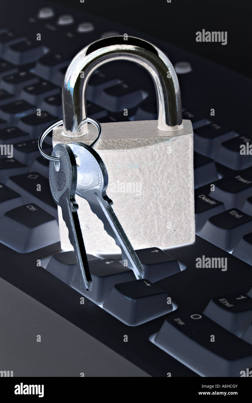 Computer Keyboard with lock and keys Conceptual Stock Photo - Alamy
