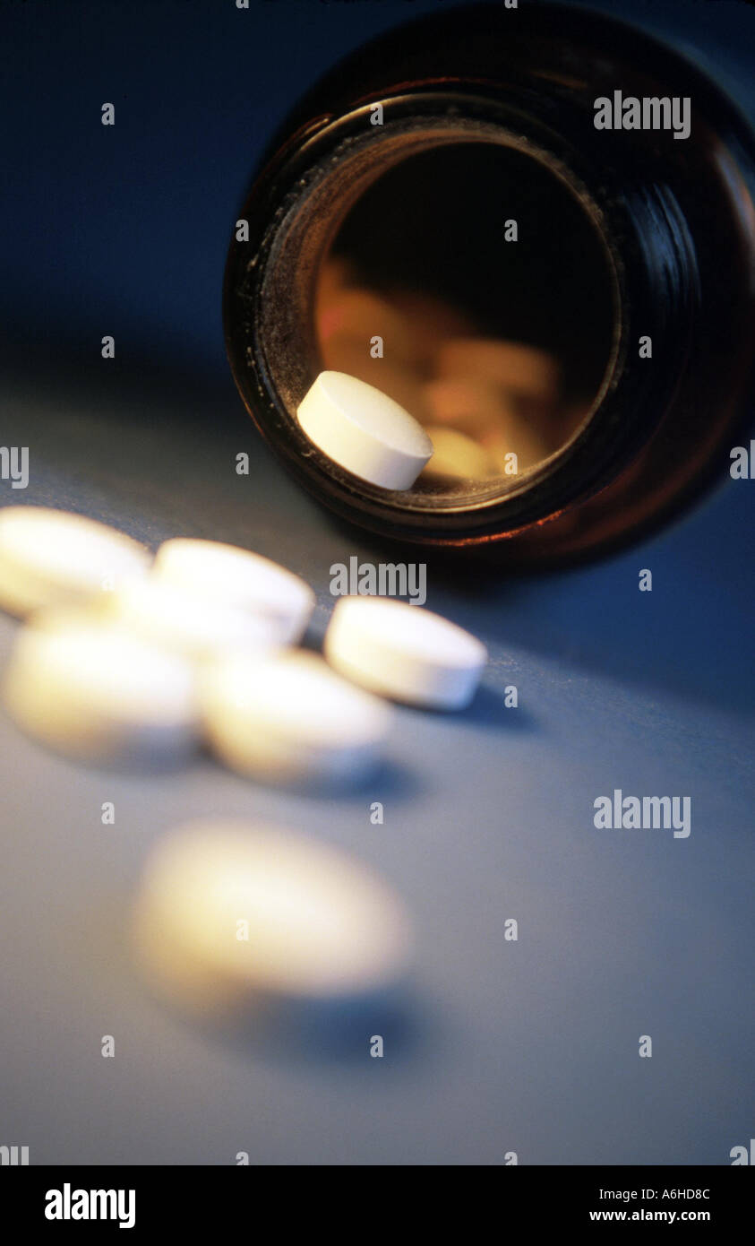 Medicine Bottle Spilling Stock Photo - Alamy