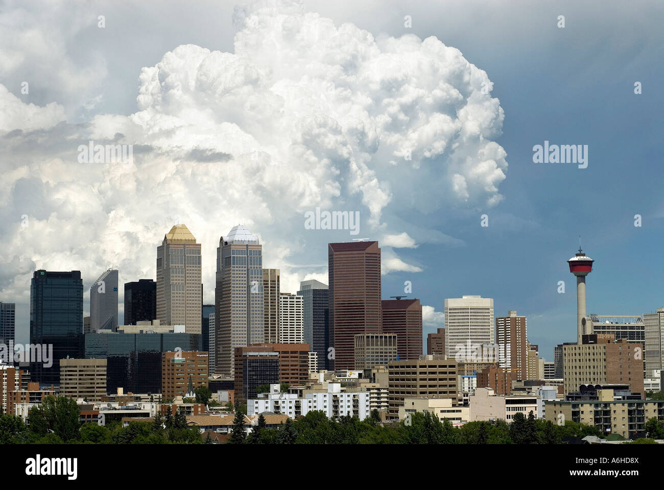 Calgary skyline with storm clouds Stock Photo - Alamy
