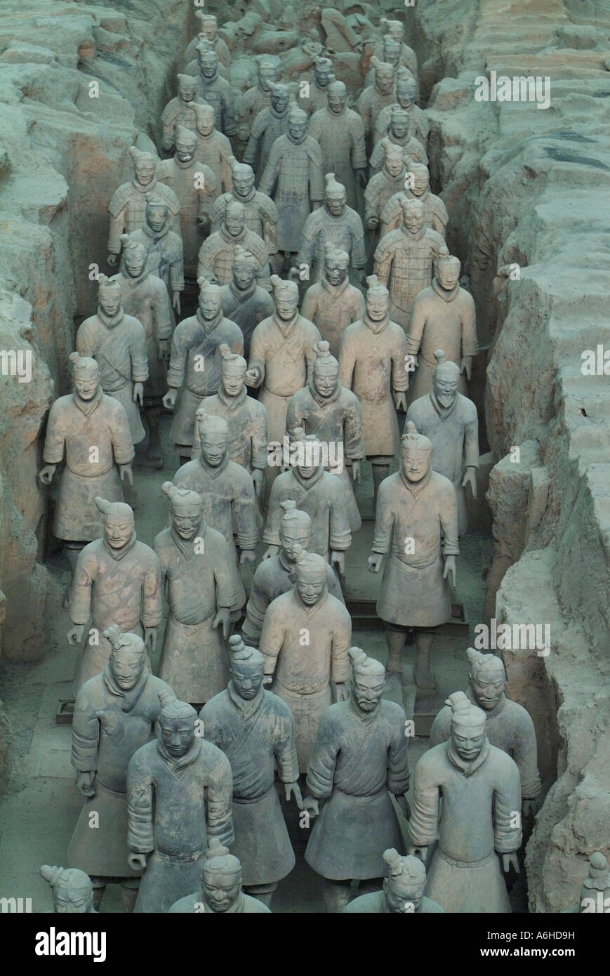 Front row of Terracotta Warriors in pit 1 Photo by Chuck Nacke Stock ...