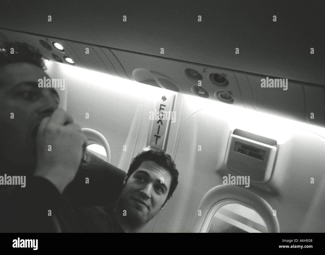 Man on Airplane Stock Photo - Alamy