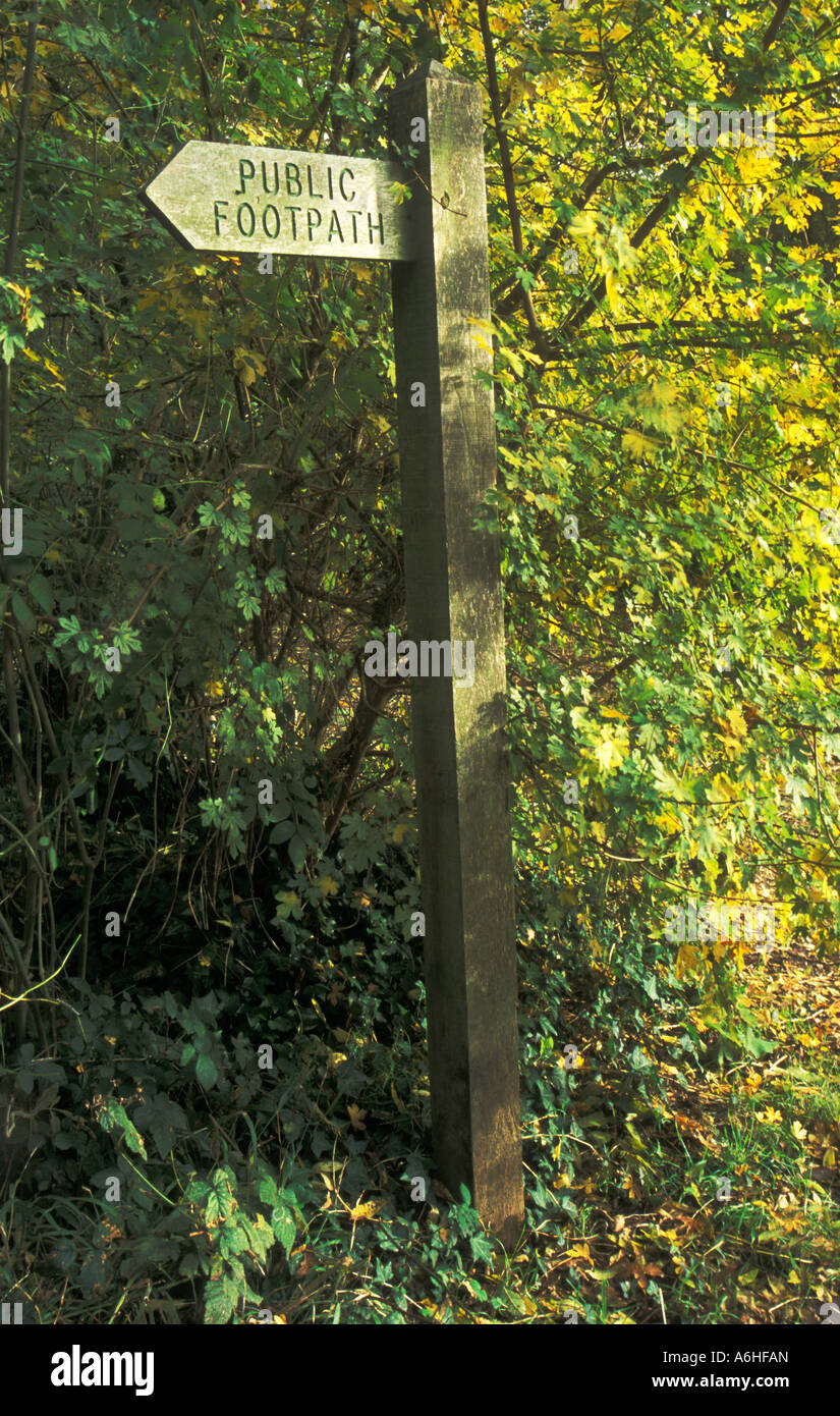 public footpath sign in wood Stock Photo - Alamy
