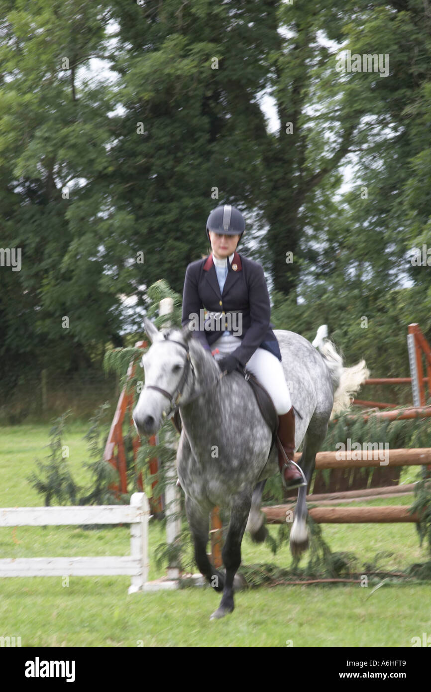 Show jumping rider contestant and horse Stock Photo - Alamy