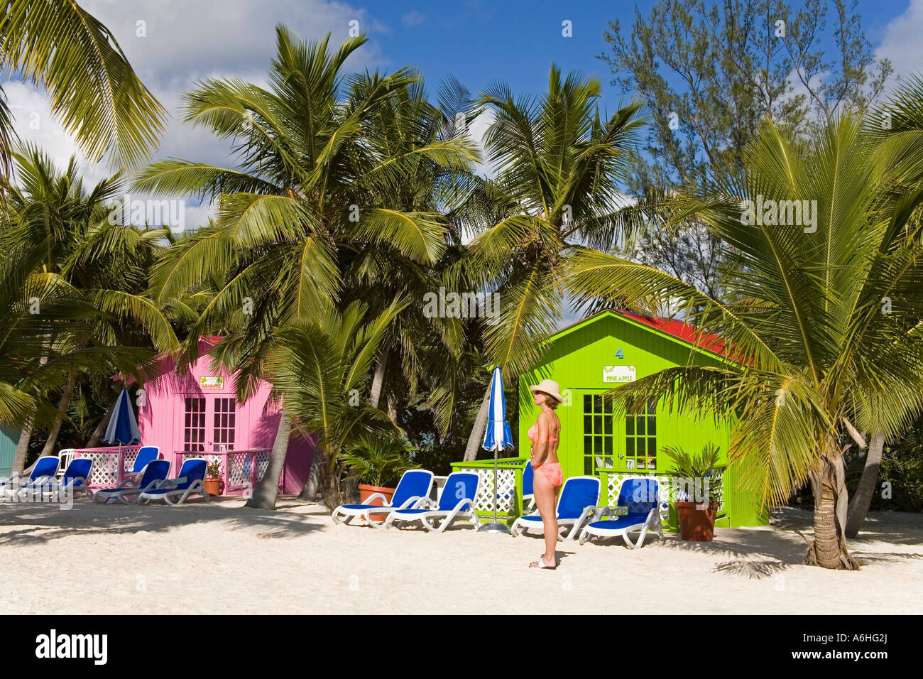 Beach Cabana Woman Princess Cays Eleuthera Island Bahamas Greater ...