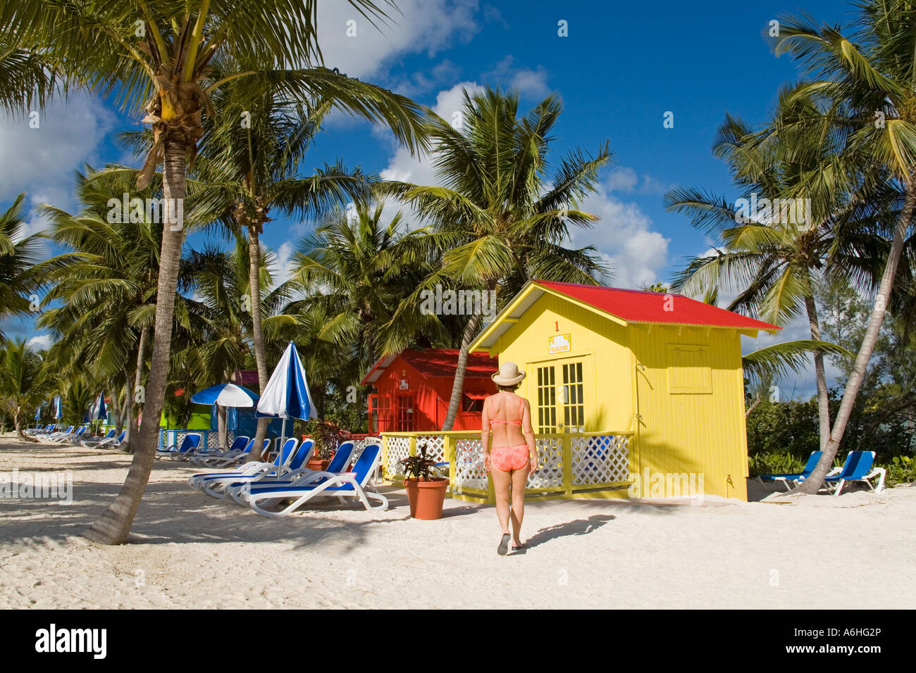 Beach cabana woman princess cays hi-res stock photography and images ...