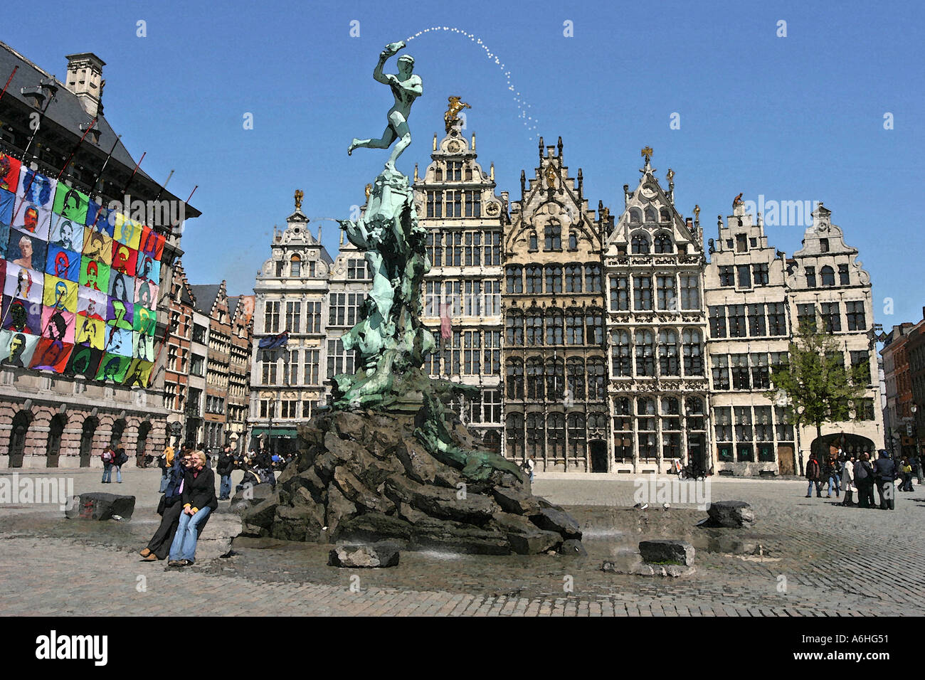 STATUE OF BRABO ANTWERPEN MARKET PLACE Stock Photo - Alamy
