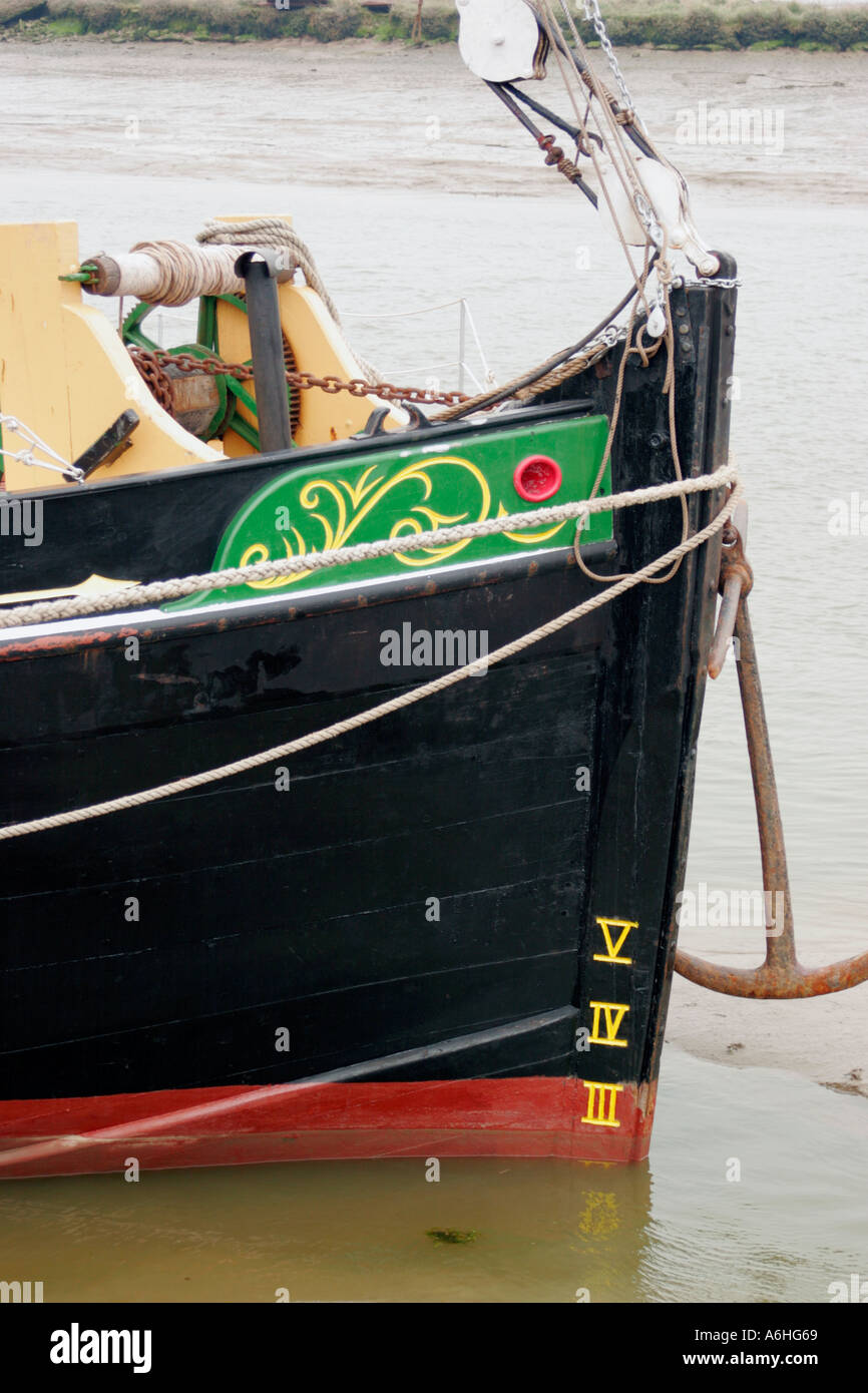 Maldon Waterfront Hythe quay Essex England UK Thames Barge Bow Stock ...