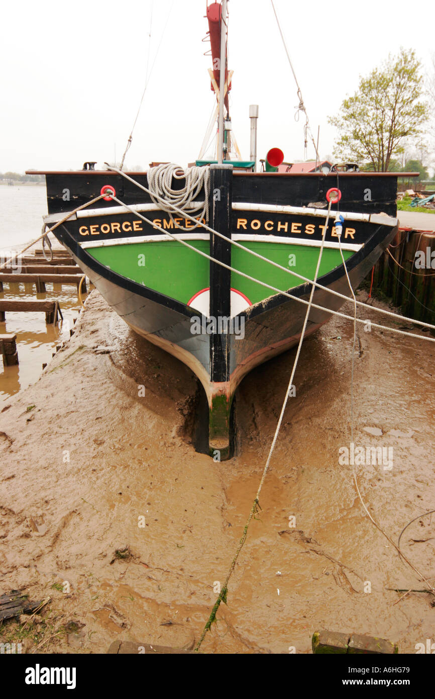 Maldon Waterfront Hythe quay Essex England UK Thames barge at mooring ...