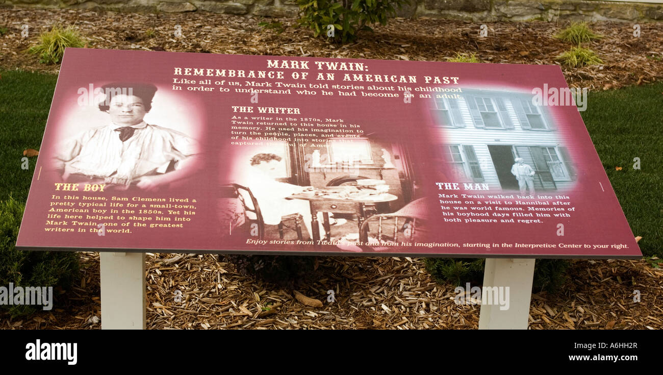 Sign at the Hannibal Historic District Hannibal MO describing the ...