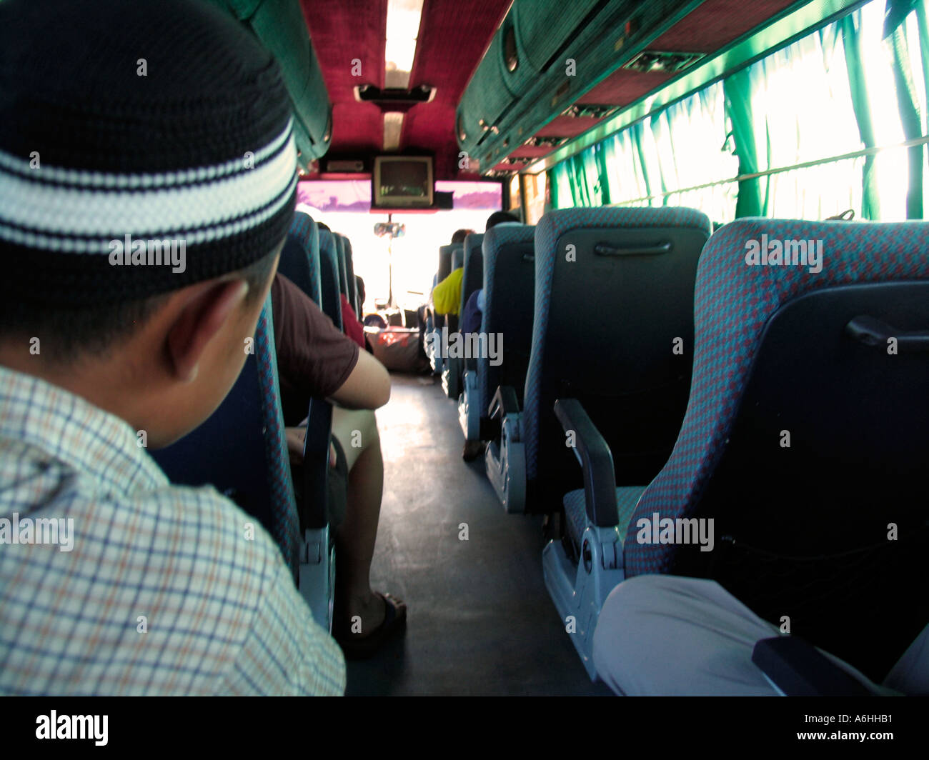 Interior long distance Transnasional bus Malaysia Stock Photo - Alamy