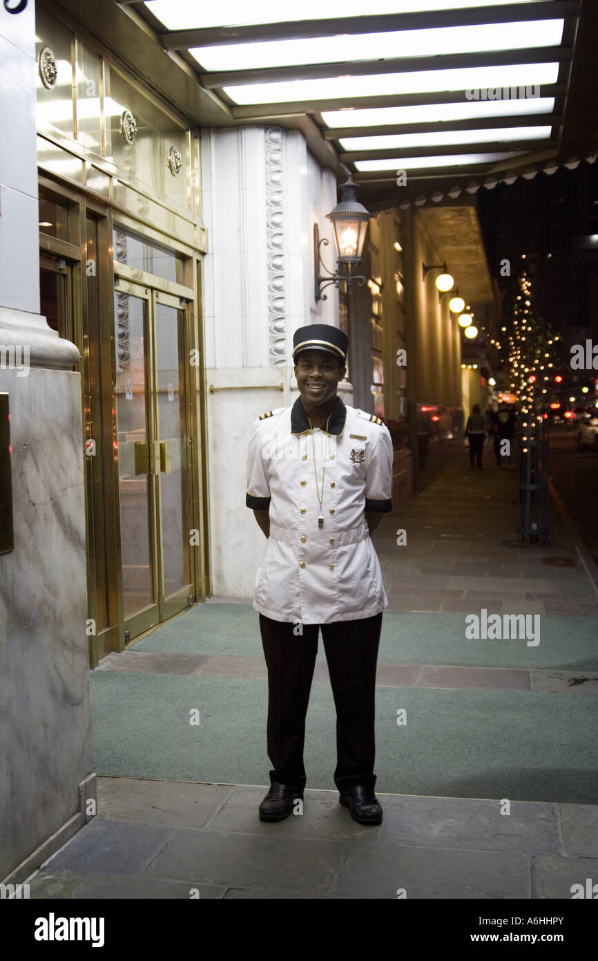 Doorman stands at entrance of Hotel Monteleone Stock Photo - Alamy